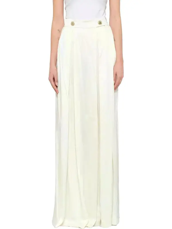 LANVIN Button-detail Pleated Wide-leg Trousers - Neutrals