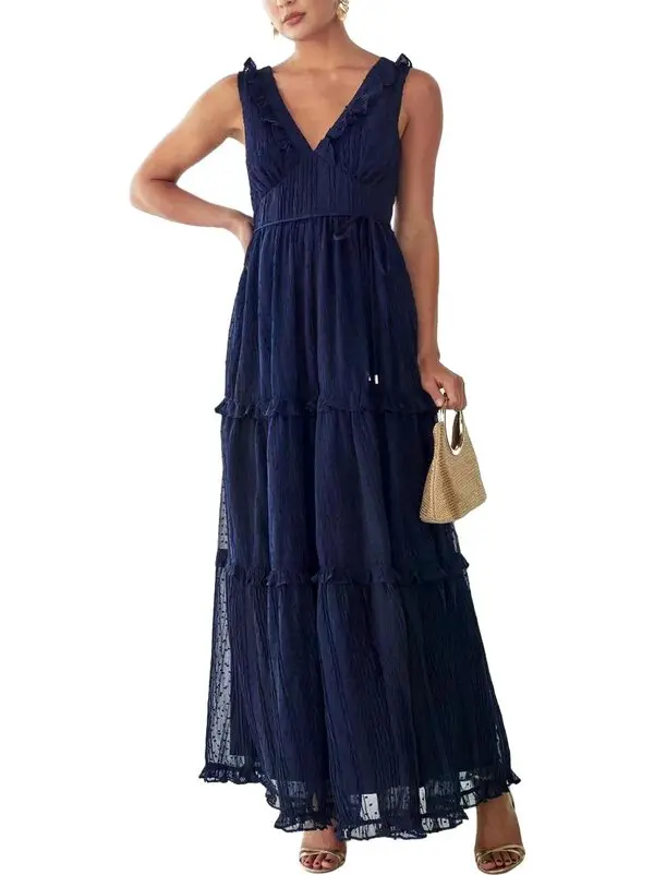 ST MRLO Ruffled Tiered Maxi Dress - Blue