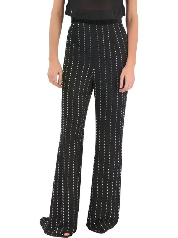 Philipp Plein Crystal-embellished Palazzo Pants - Black