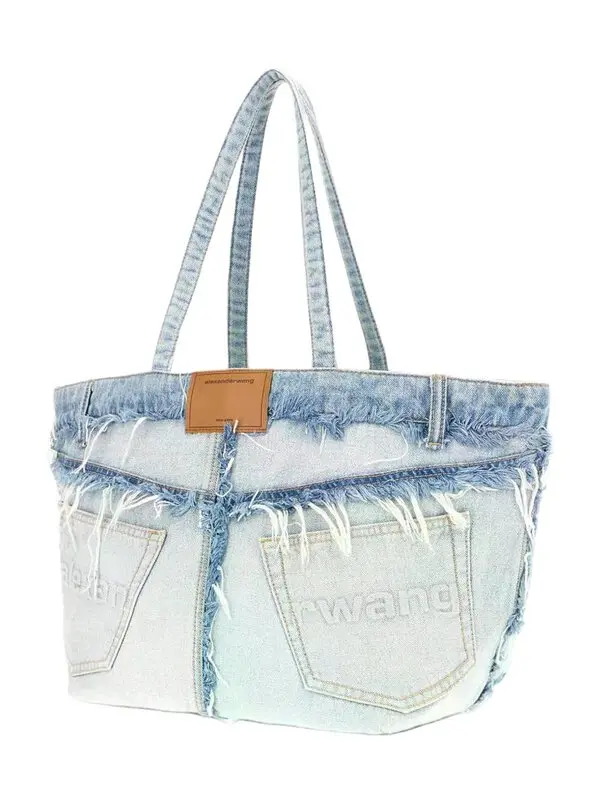 Alexander Wang Punch Frayed Denim Tote Bag - Blue