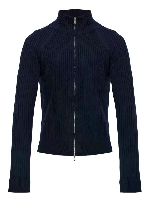 MARANT Ribbed Knit Zip-up Cardigan - Blue