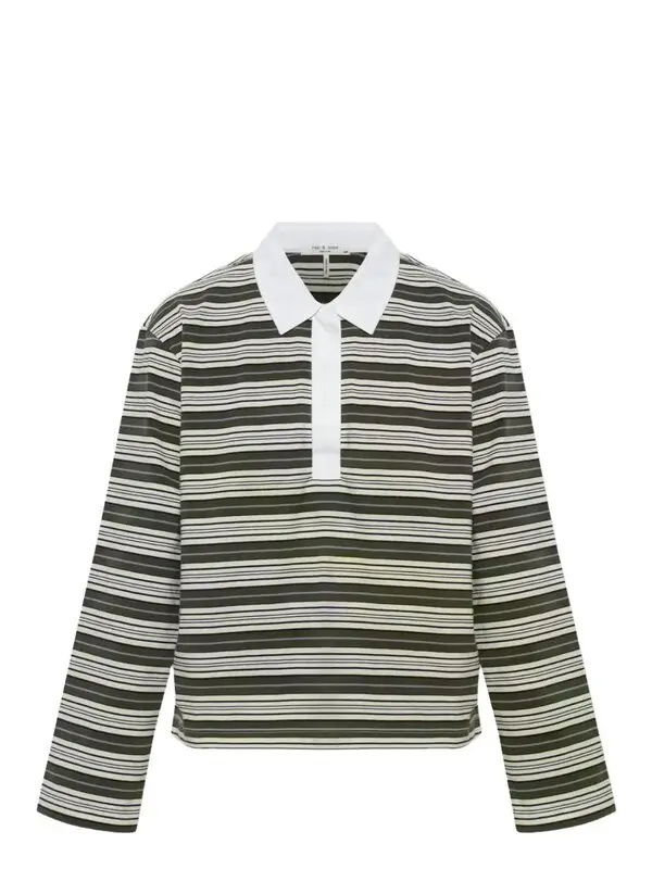 Rag & Bone Striped Long-sleeve Polo Shirt - Green