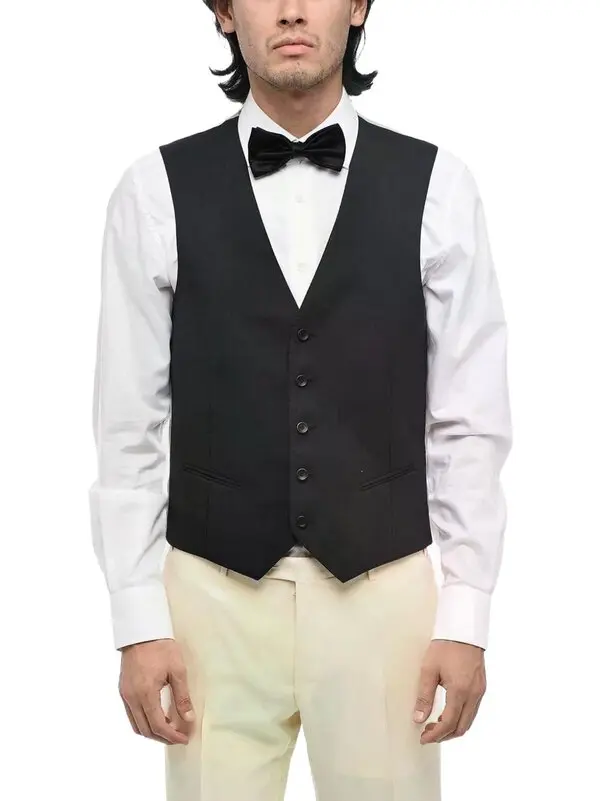 TONELLO Single-breasted Waistcoat - Black