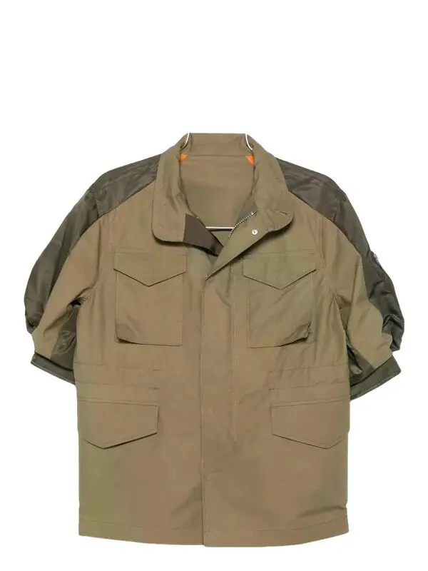 Sacai Panelled Drawstring-waist Jacket - Green