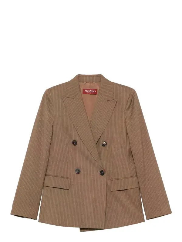 Max Mara Mstumico Pinstripe Double-breasted Blazer - Brown