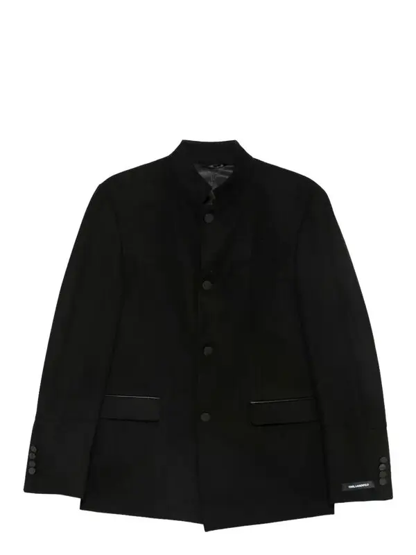 Karl Lagerfeld Mandarin-collar Single-breasted Jacket - Black