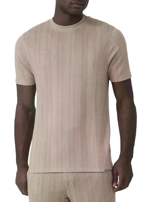 MAUVAIS Cable-knit Textured T-shirt - Neutrals