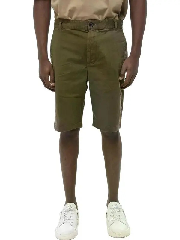DIESEL® Logo Plaque Cotton Chino Shorts - Green
