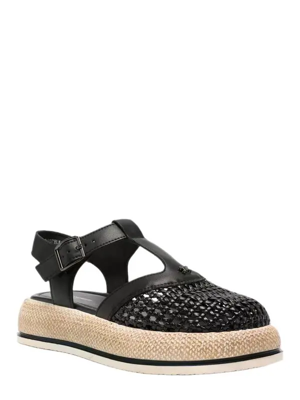 SERGIO MORETTI FIRENZE Woven Buckle-fastening Sandals - Black