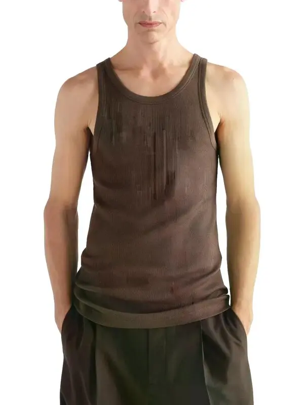 LEMAIRE Tank Top In Ribbed Jersey - Brown