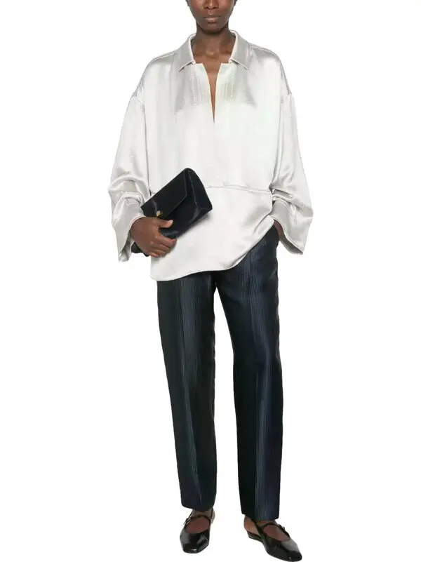 Giorgio Armani Drawstring Trousers With Vertical Stripes - Blue