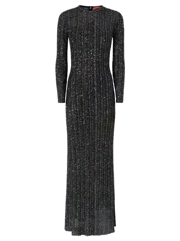 Missoni Sequin-embellished Striped Maxi Dress - Black