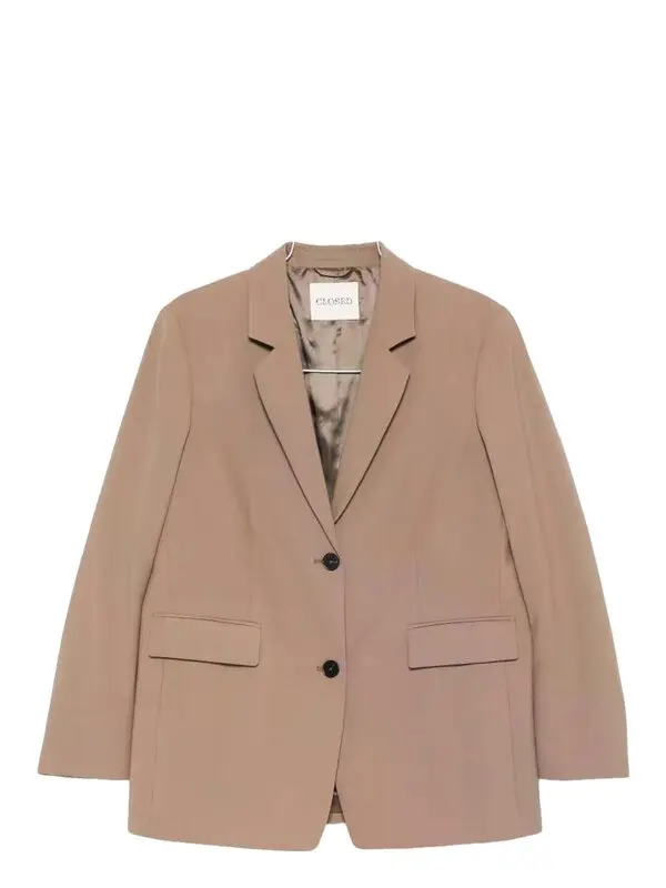 Closed Single-breasted Notched-lapel Blazer - Neutrals