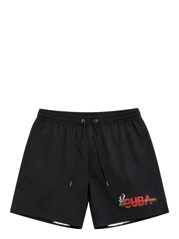 MELT Graphic Print Drawstring Swim Shorts - Black
