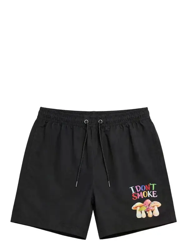 MELT Mushroom Print Drawstring Swim Shorts - Black