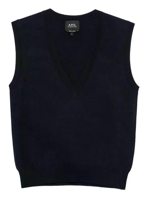 A.p.c. V-neck Knitted Vest - Blue