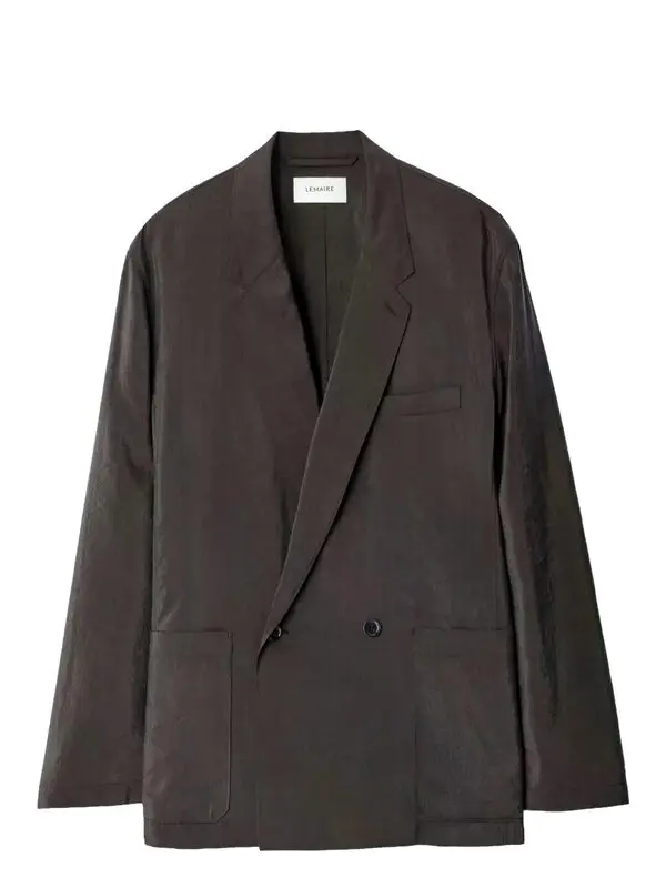 LEMAIRE Light Double-breasted Jacket In Dry Silk - Brown