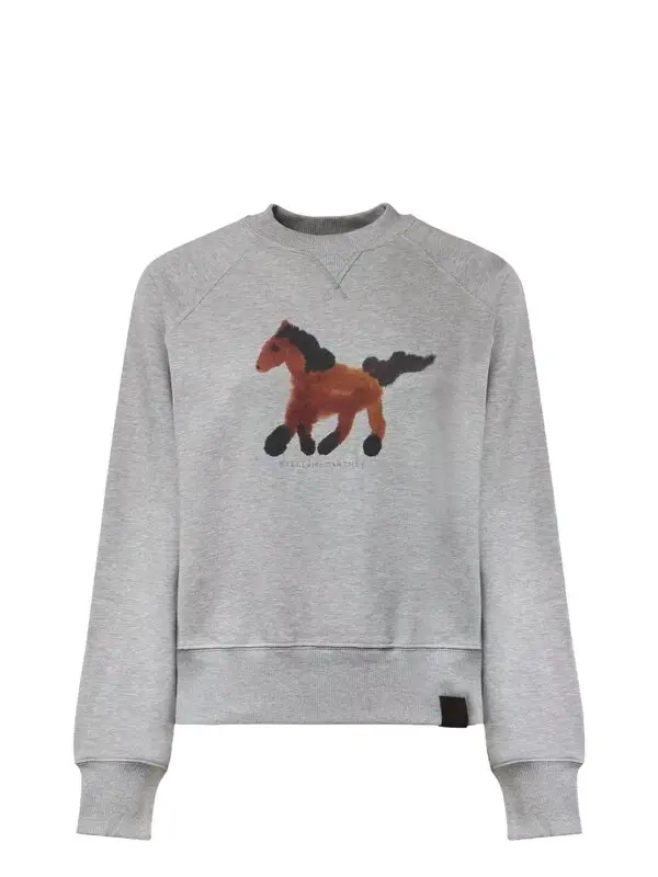 Stella McCartney Horse-print Raglan-sleeve Sweatshirt - Grey
