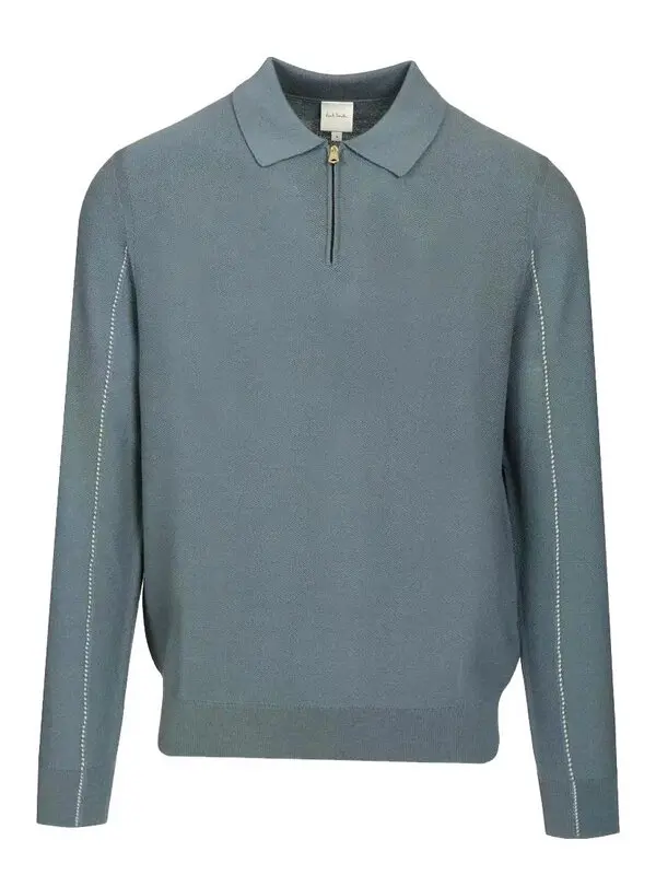 Paul Smith Quarter-zip Textured Merino Wool Sweater - Blue