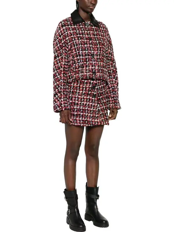 IRO PARIS Nuffy Tweed Jacket With Leather Collar - Black