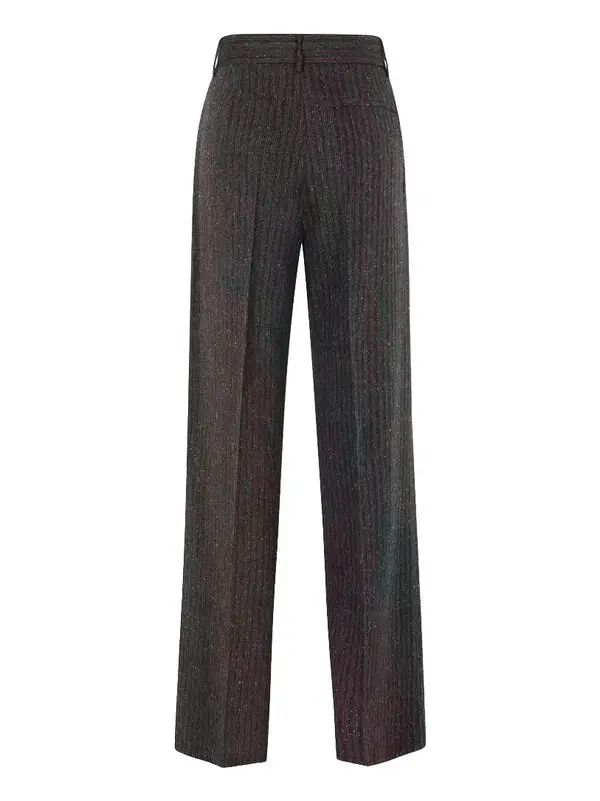 Erika Cavallini Charcoal Pinstripe Wide-leg Trousers - Grey