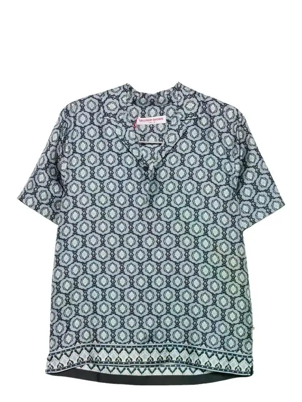 Orlebar Brown Geometric-print Camp-collar Shirt - Blue