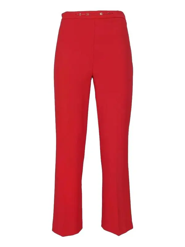 Elisabetta Franchi Straight-leg Trousers With Gold-tone Hardware - Red