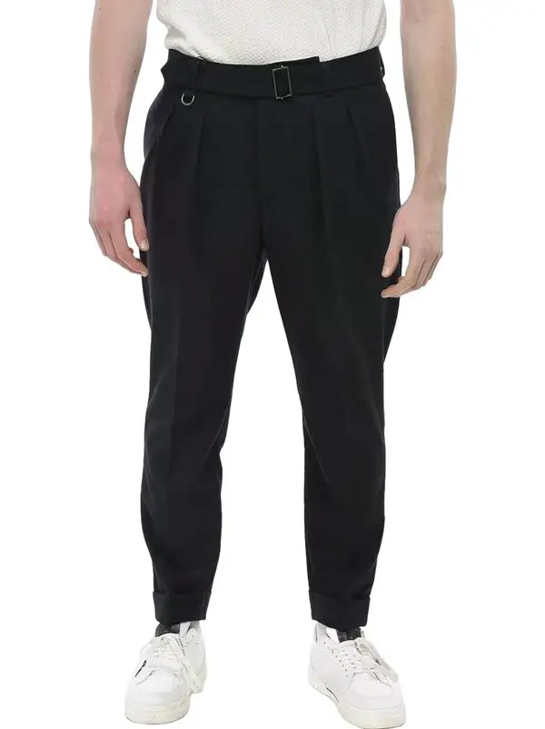 PAOLO PECORA Belted Pleated Trousers - Blue