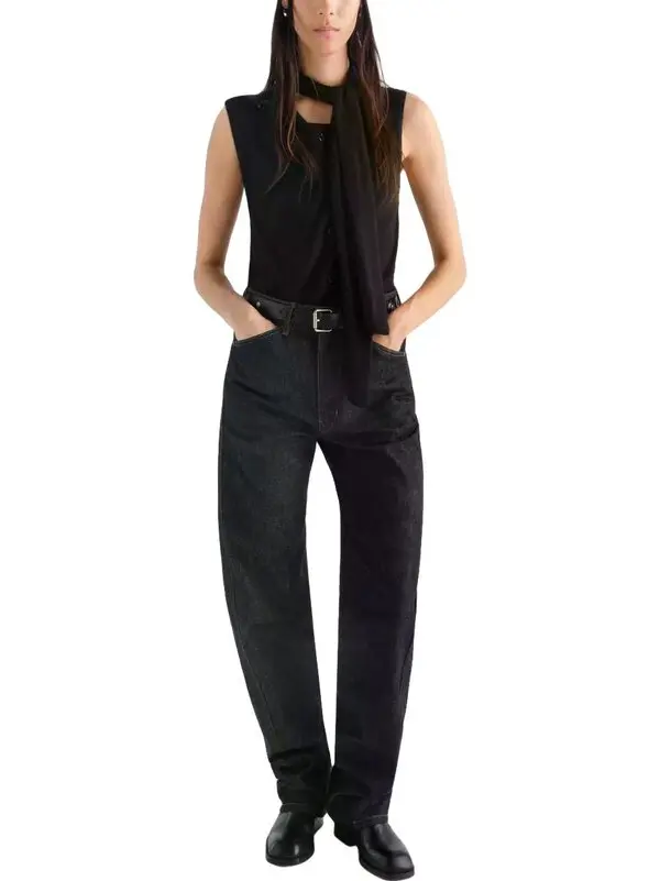 LEMAIRE Asymmetrical Merino Wool Blend Cardigan - Black
