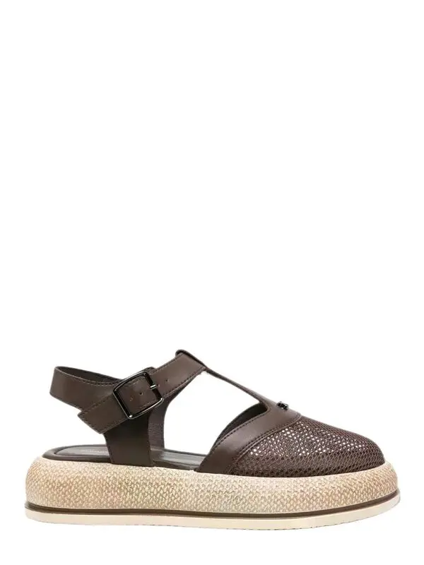 SERGIO MORETTI FIRENZE Mesh Panelled Platform Sandals - Brown