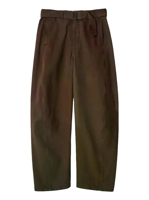 LEMAIRE Twisted Belted Pants In Dyed Heavy Broken Twill - Brown