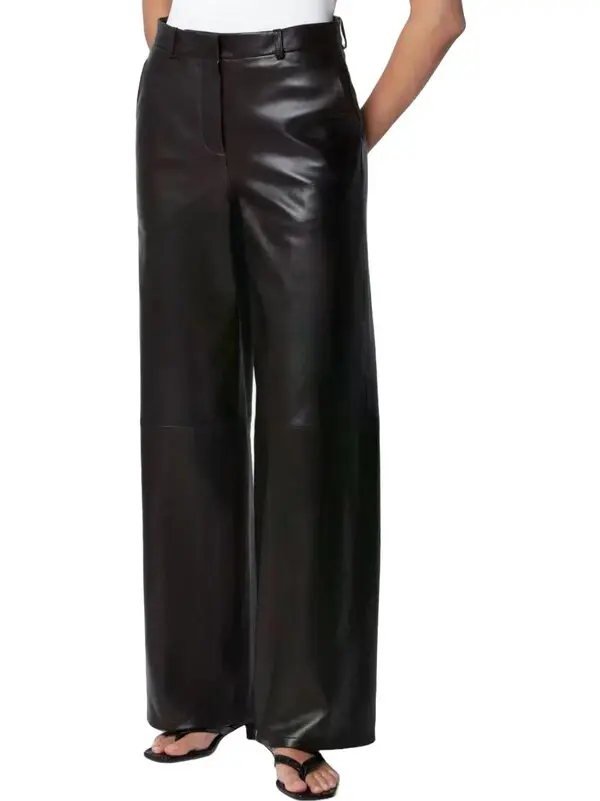 Nour Hammour Coda Wide-leg Leather Trousers - Brown