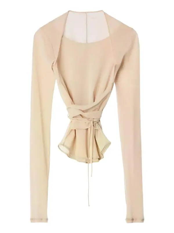 LEMAIRE Mesh Jersey Wrap Top - Neutrals