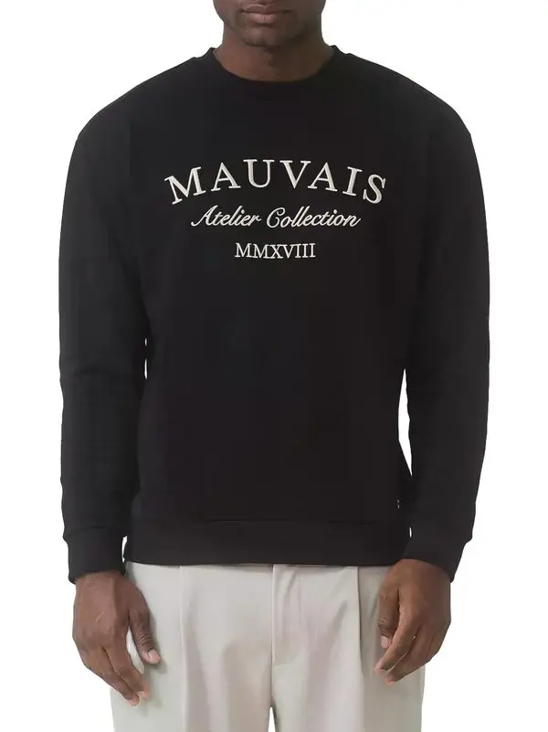 MAUVAIS Logo Print Crew Neck Sweater - Black