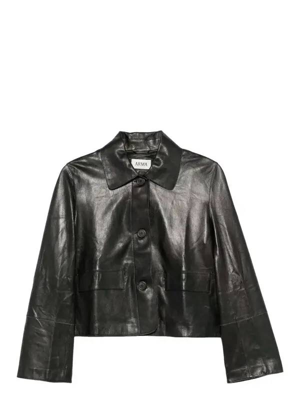 ARMA Leather Button-up Jacket - Black