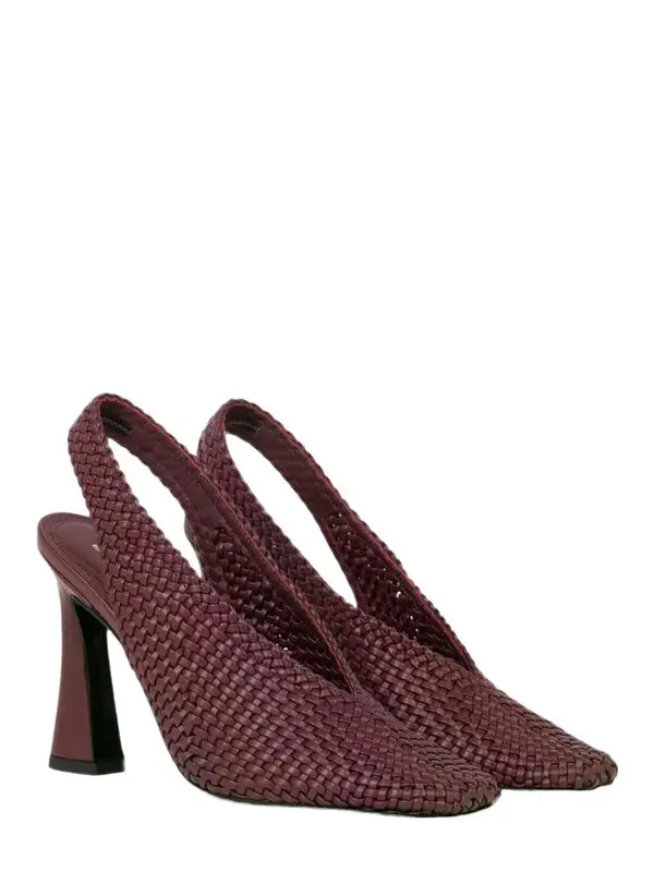 Etro Woven Slingback Pumps With Square Toe And Paisley Detail - Red