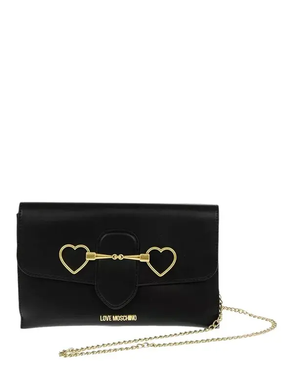 Moschino Heart Motif Chain Shoulder Bag - Black