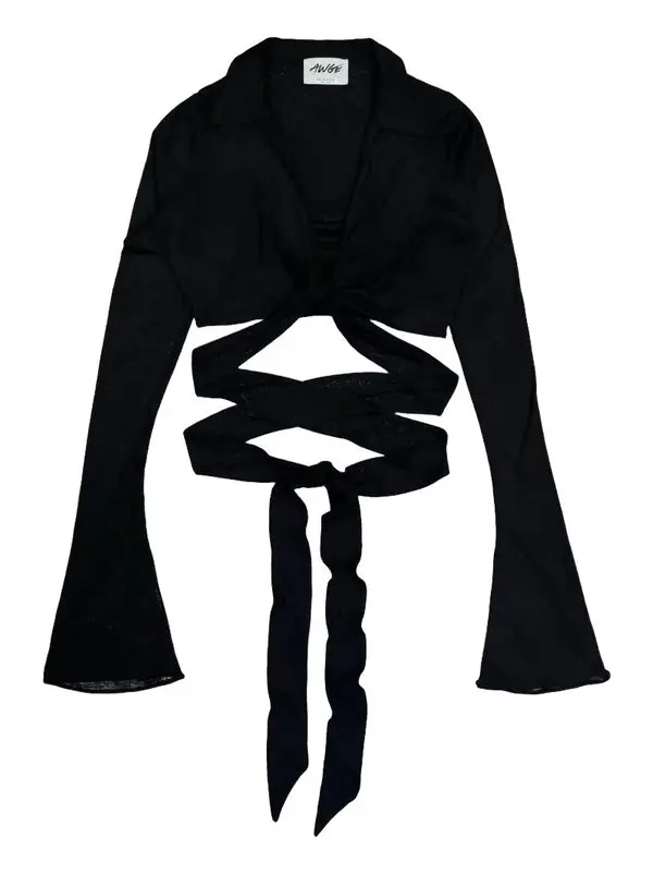 AWGE Cropped Wrap-tie Shirt - Black