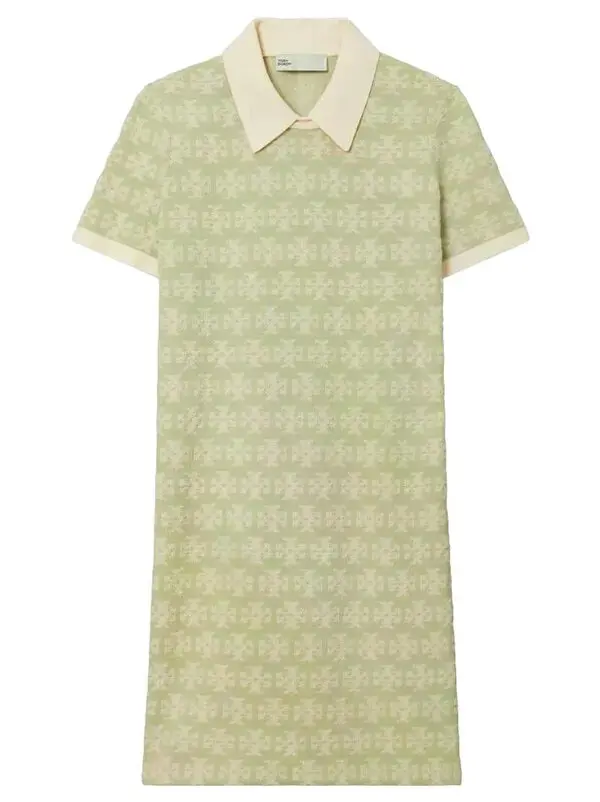 Tory Burch Monogram Pattern Polo Dress - Green
