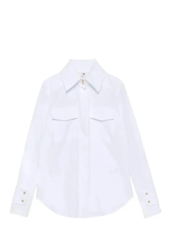 Elisabetta Franchi Logo-button Pointed Collar Shirt - Blue