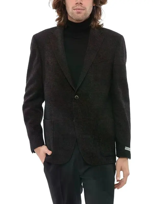 Corneliani Glen Plaid Single-breasted Blazer - Brown
