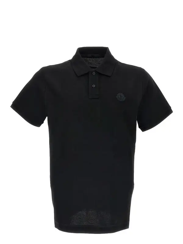 Moncler Logo-patch Piqué Polo Shirt - Black