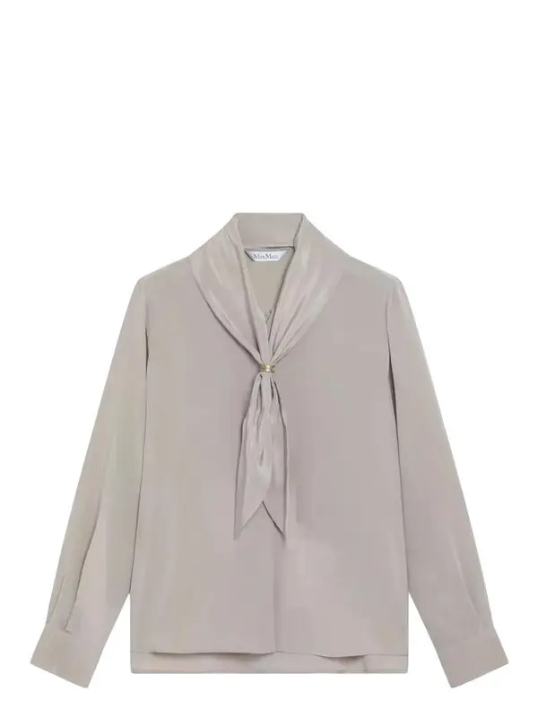 Max Mara Pussy-bow Long-sleeve Blouse - Neutrals