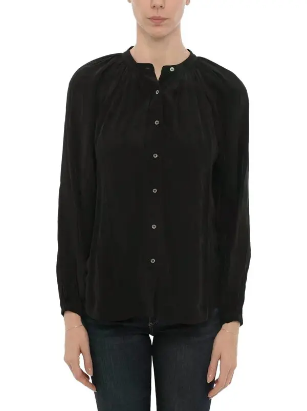 ALLSAINTS Mandarin Collar Long Sleeve Shirt - Black