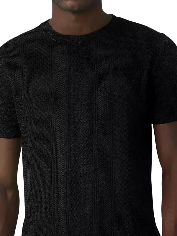 MAUVAIS Textured-knit T-shirt - Black