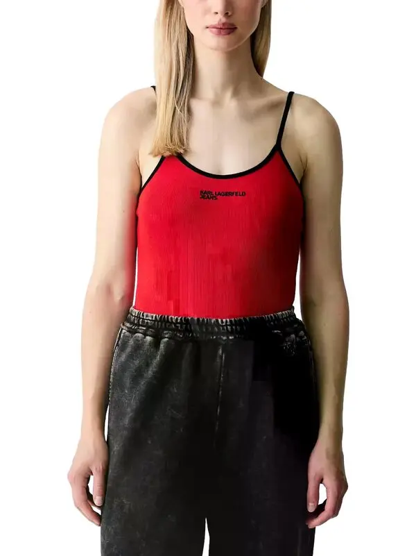 Karl Lagerfeld Logo-print Ribbed Bodysuit - Red
