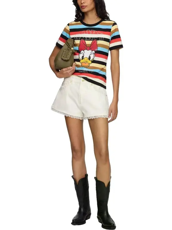 GANNI Striped Graphic T-shirt - Black