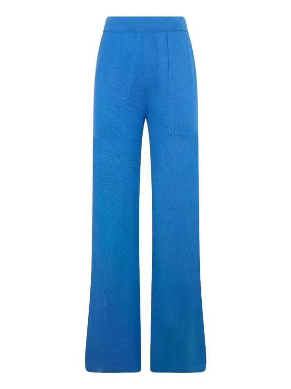 MOORER Matilde Fine-knit Wide-leg Trousers - Blue