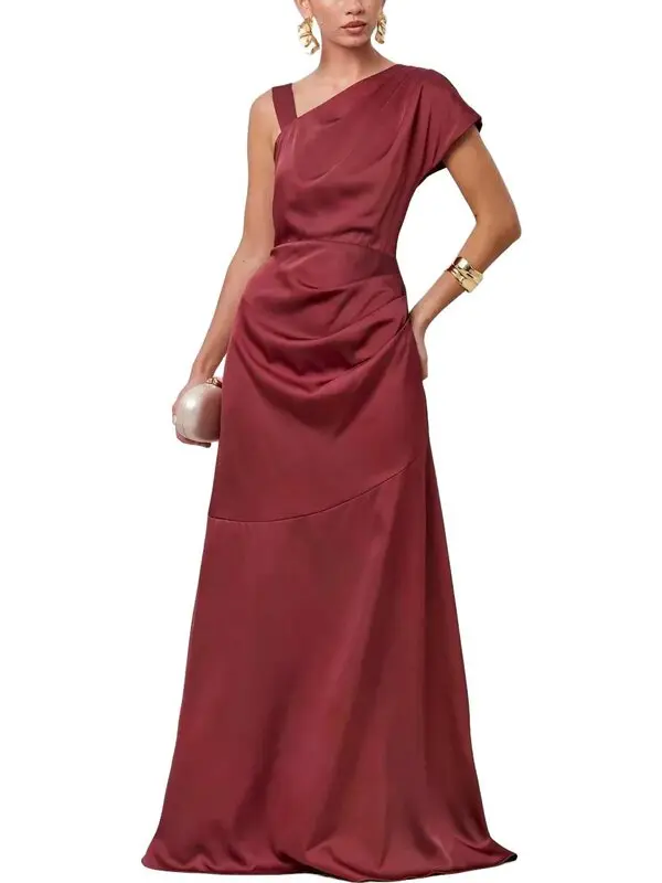 SAVEL Natalia One-shoulder Draped Maxi Gown - Red