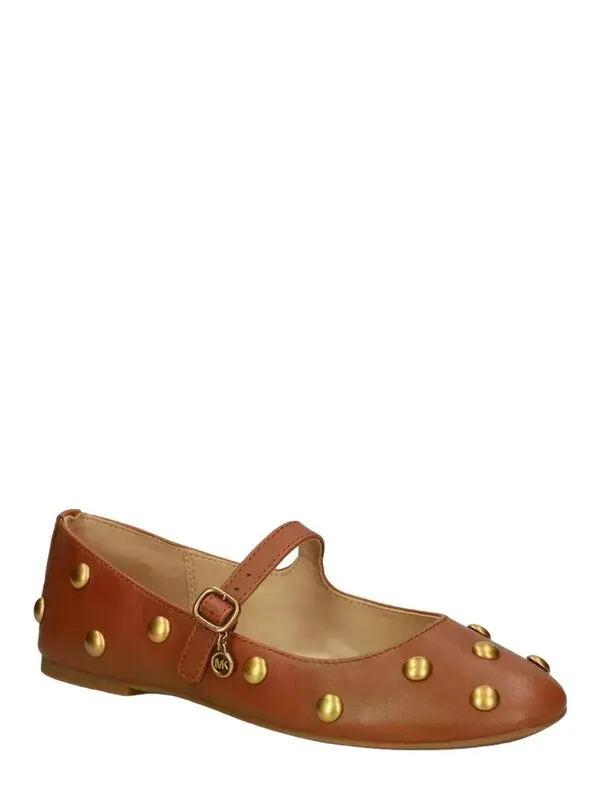 Michael Kors Nellie Flex Studded Leather Ballet Flats - Brown